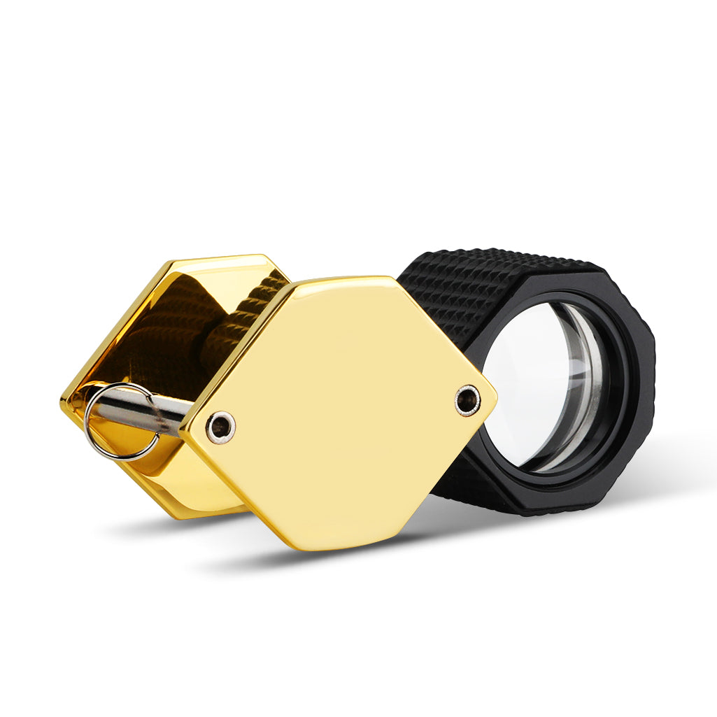 DK18003 - Diamond Loupe 20.5mm 10x Triplet Loupes with Rubber-grip Gold ...